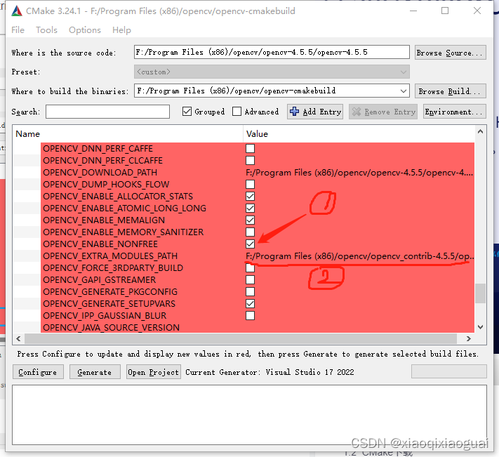 Windows+vs2022+cmake+opencv455_cmake 安装 opencv4.5.5-CSDN博客