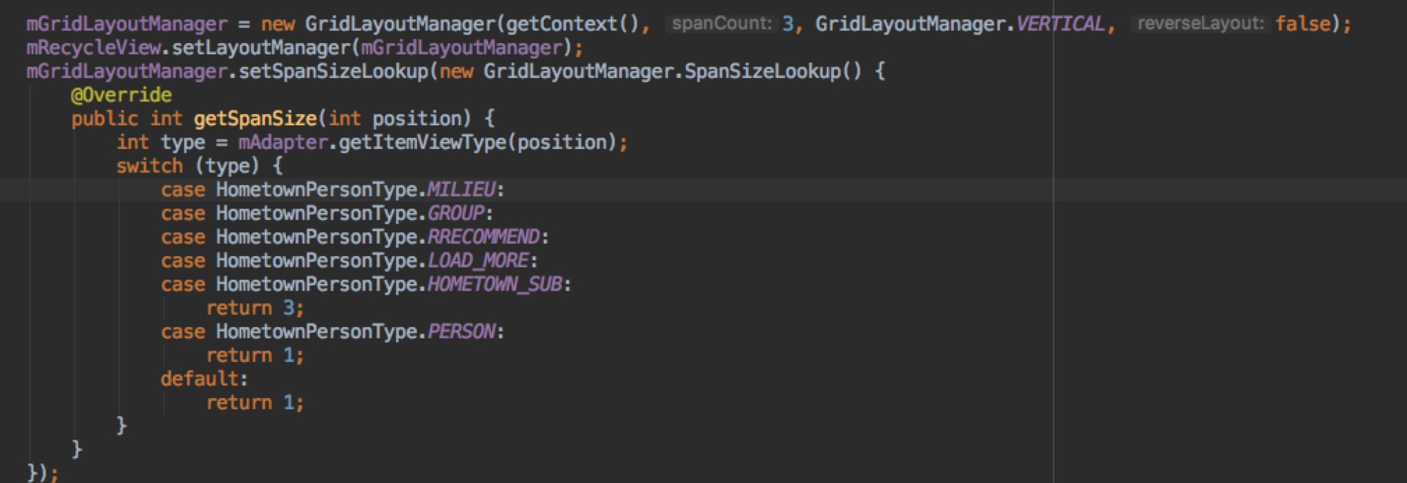 recyclerView中GridLayoutManager实现每一行不同布局的问题_gridelayoutmanger 底部加载更多-CSDN博客