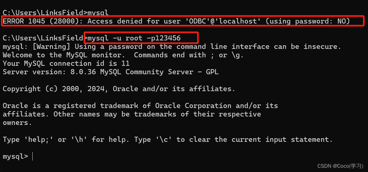 ERROR 1045 (28000): Access denied for user ‘ODBC‘@‘localhost‘ (using password: NO)_access denied ...