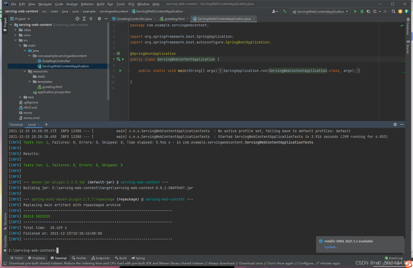 【练习】Serving Web Content with Spring MVC_sprint boot 运行serving web ...