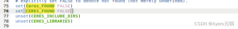but it set Ceres_FOUND to FALSE so package “Ceres“ is considered to be NOT FOUND_no package ...