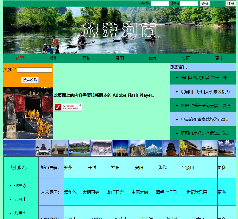 大学生html期末大作业——htmlcssjavascript旅游网站（河南）html 大题 Csdn博客