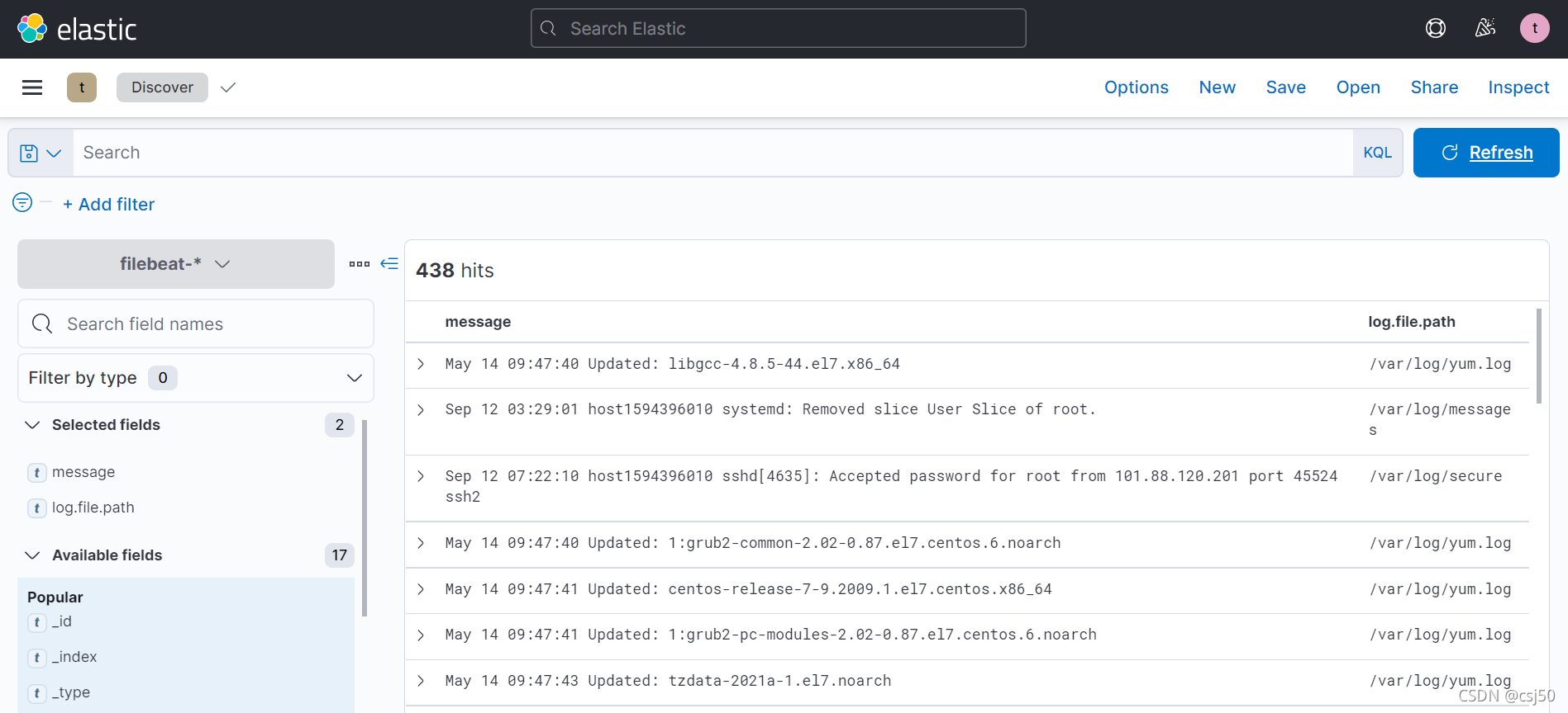 CentOS7安装ELK 7.x（4）—filebeat收集数据和logstash过滤数据_logstash beats 过滤字段-CSDN博客