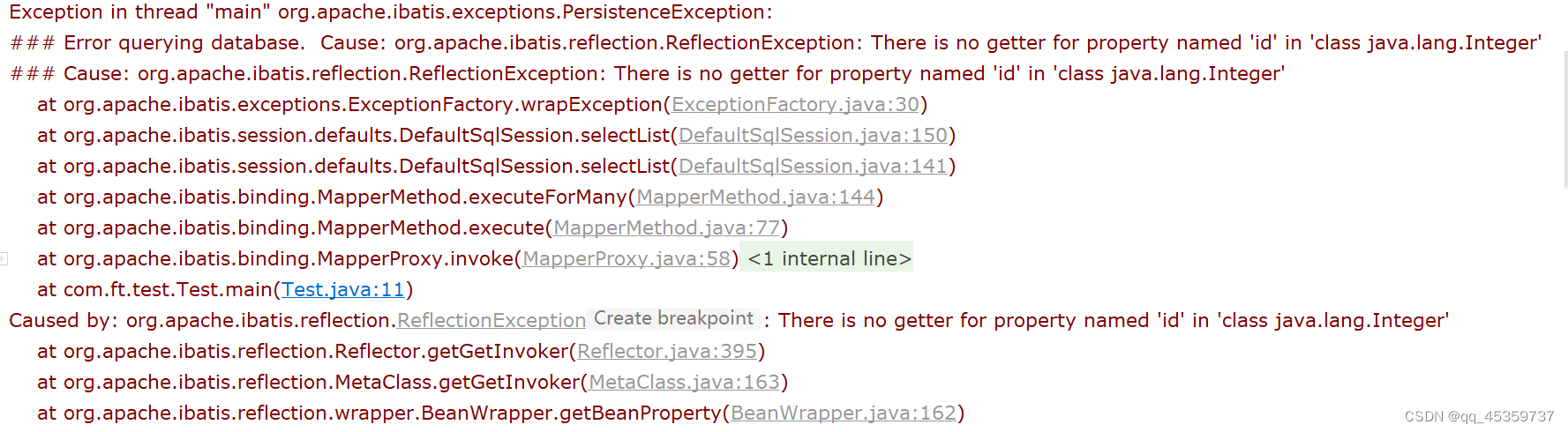 Mybatis动态Sql报错：There is no getter for property named ‘‘ in ‘class java.lang.Integer‘_there is no ...