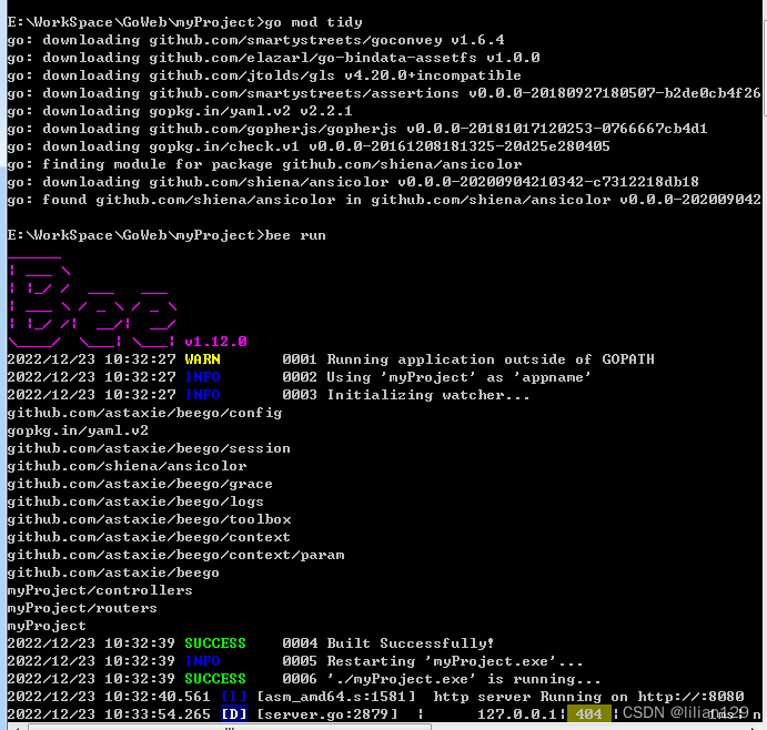 [Go] 解决main.go:5:2: missing go.sum entry for module providing package github.com/astaxie/beego ...