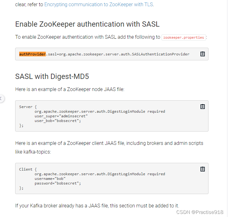 [zookeeper] SASL(Simple Authentication and Security Layer) 用户名密码认证配置_sasl认证-CSDN博客