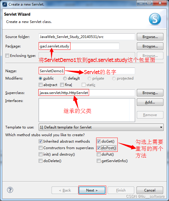 javaweb学习总结(五)——Servlet开发(一)_eclipse在已有的项目中创建genericservlet并通过浏览器访问-CSDN博客
