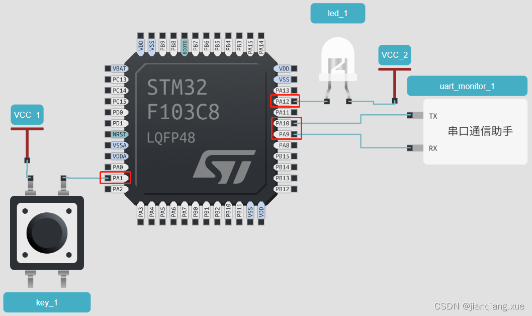 [嵌入式软件][启蒙篇][仿真平台] STM32F103实现LED、按键_嵌入式按键控制led灯程序库函数仿真实验-CSDN博客