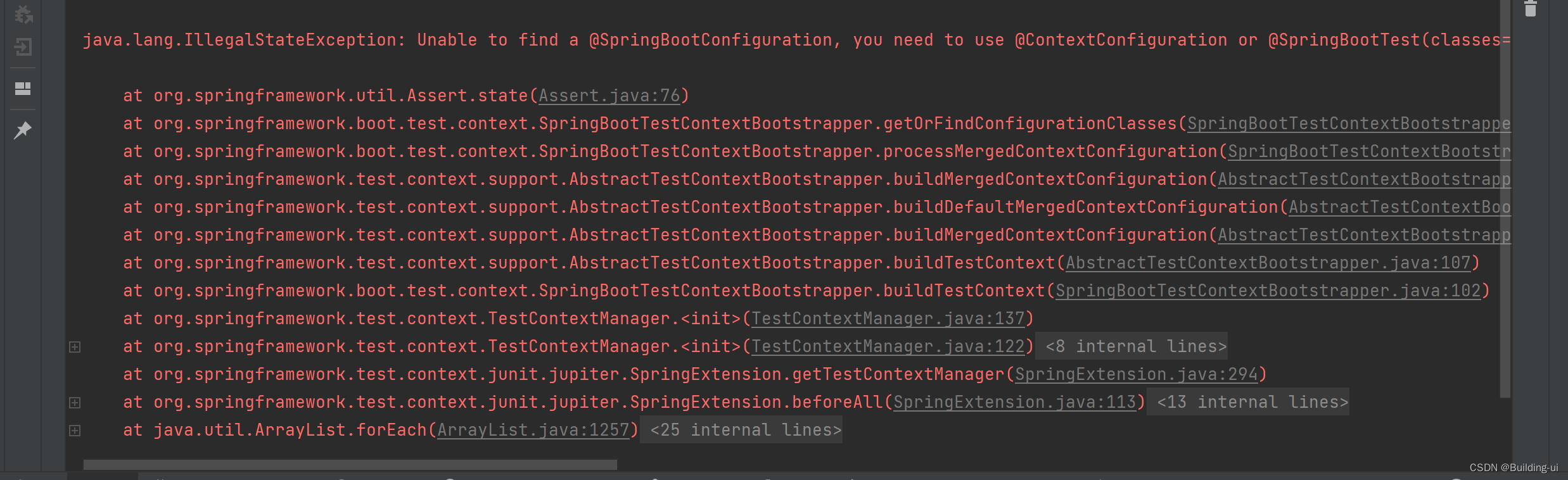 java.lang.IllegalStateException: Unable to find a @SpringBootConfiguration, you need to use ...