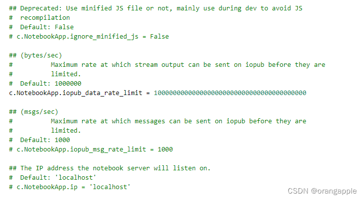 IOPub data rate exceeded.The notebook server will temporarily stop sending outputto the client ...
