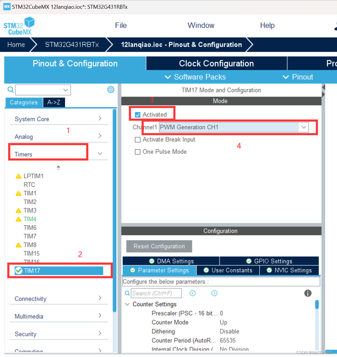 【蓝桥杯嵌入式学习G431】模块四：PWM_蓝桥杯嵌入式修改pwm频率-CSDN博客