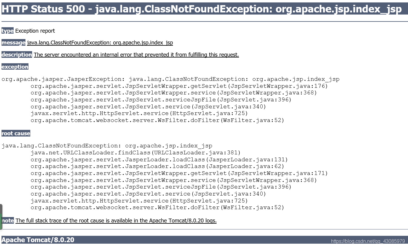 IDEA tomcat启动报错HTTP Status 500 - java.lang.ClassNotFoundException: org ...