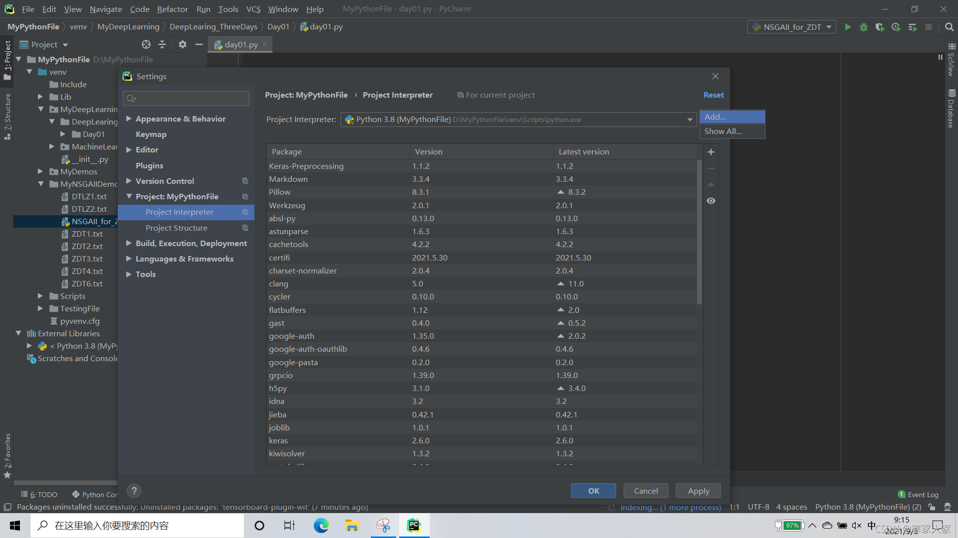 Pycharm上配置和导入已安装的Tensorflow（2021全新教程——基于Anaconda）_pycharm怎么导入anaconda的 ...