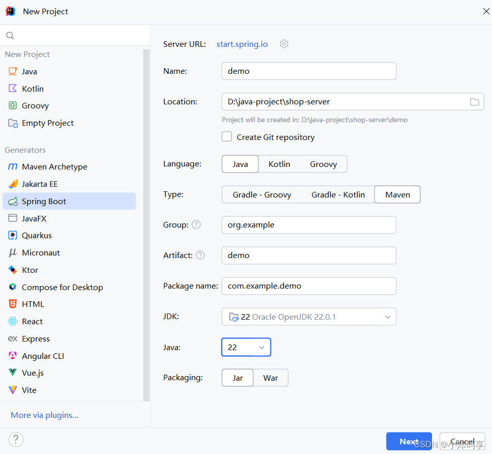 SpringBoot项目创建流程_springboot server url-CSDN博客