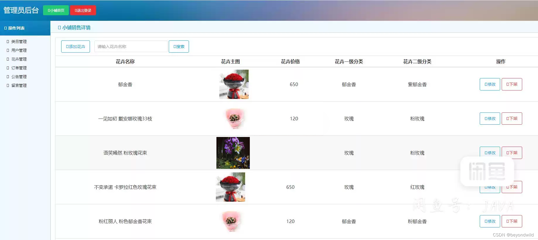 Java项目:鲜花商城管理系统(java+SSM+BootStrap+JSP+jQuery+Mysql)-CSDN博客