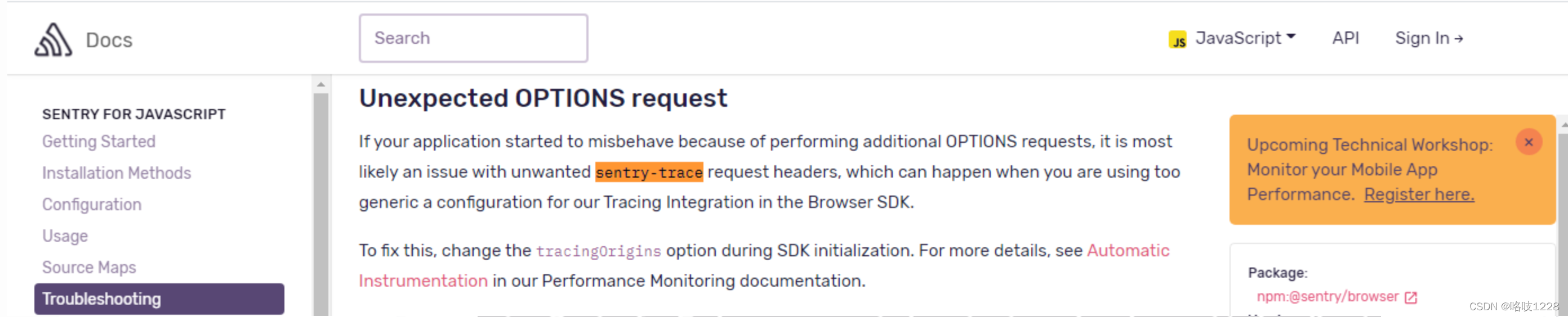 HTTP请求报错CORS：Request header field sentry-trace is not allowed by Access-Control-Allow-Headers-CSDN博客