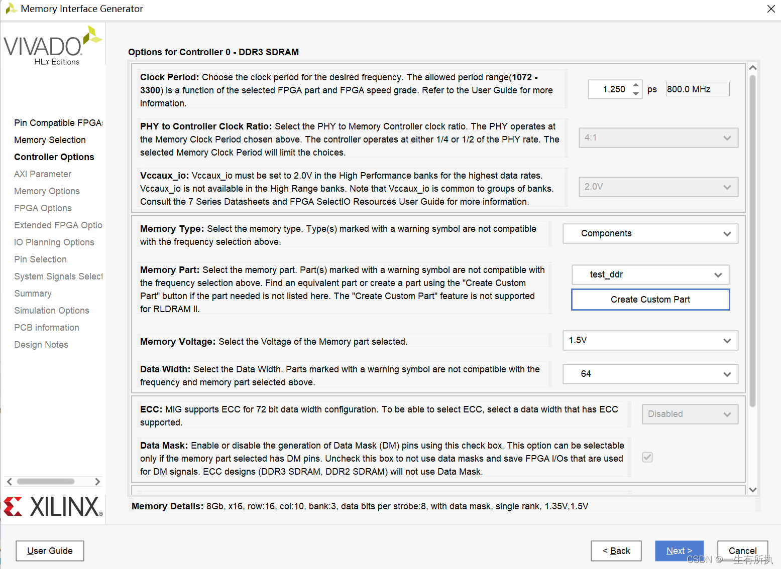 在使用vivado2018.3使用memory interface generator配置DDR3时，自定义配置保存失败_unspecified io standards ddr3 ...