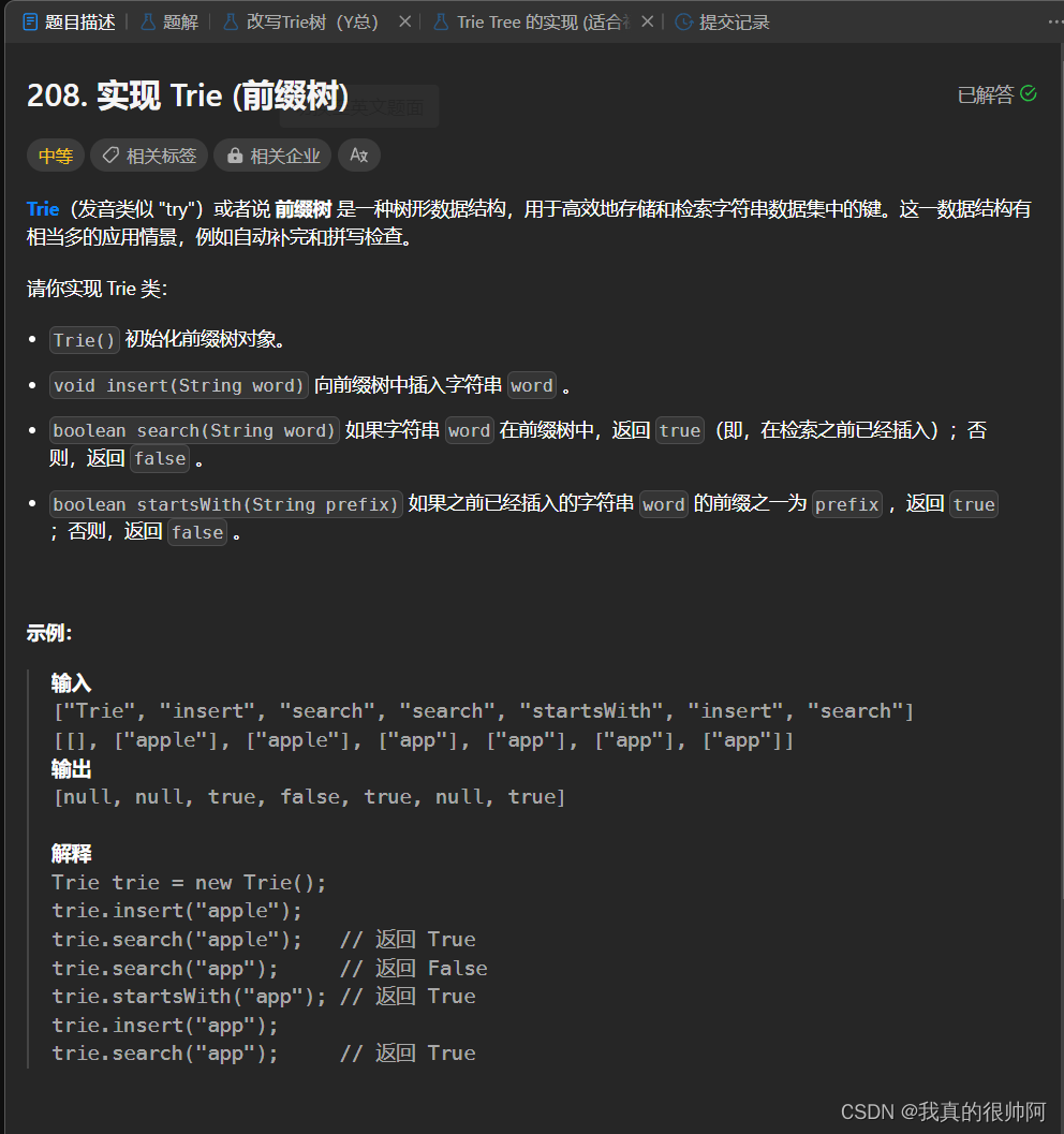 208. 实现 Trie (前缀树)-CSDN博客