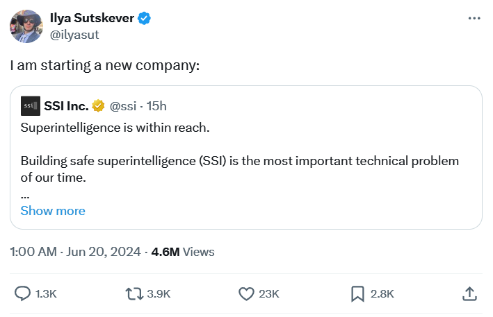 OpenAI 灵魂人物 Ilya 官宣创业，All in 安全超级智能_ssi illya-CSDN博客
