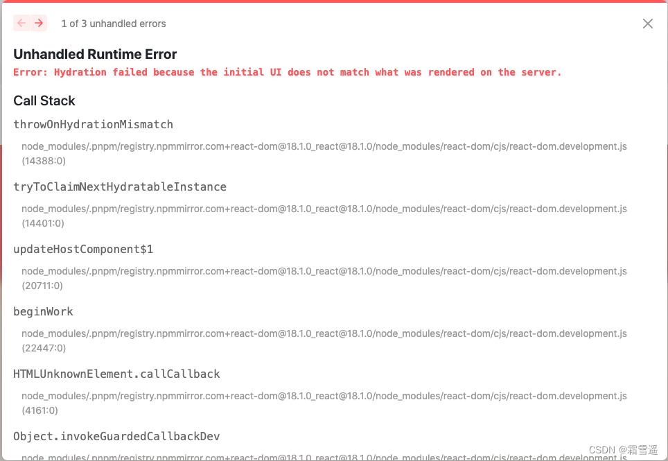 Hydration failed because the initial UI does not match what was ...