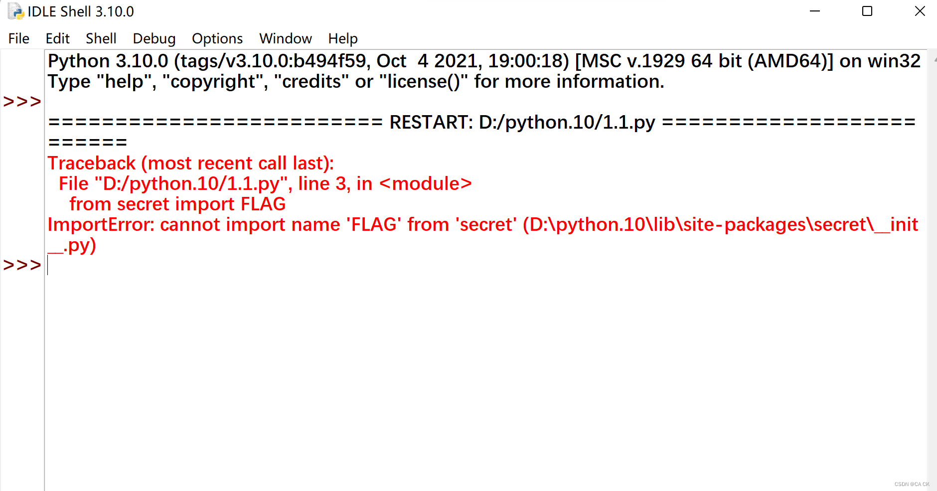 CTF相关之代码py报错 from secret import FLAG ImportError: cannot import name ‘FLAG‘ from ‘secret‘-CSDN博客