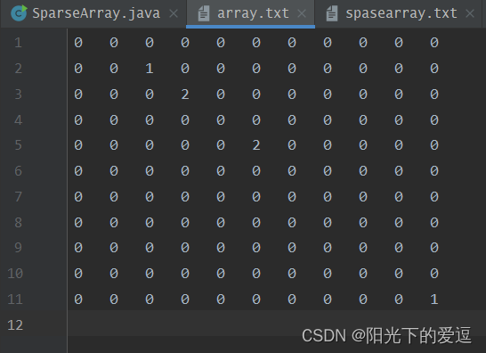 Java中【稀疏矩阵与数组(这里以二维数组演示)】之间的转换及文件读写(超详细演示)java矩阵转换为数组 Csdn博客