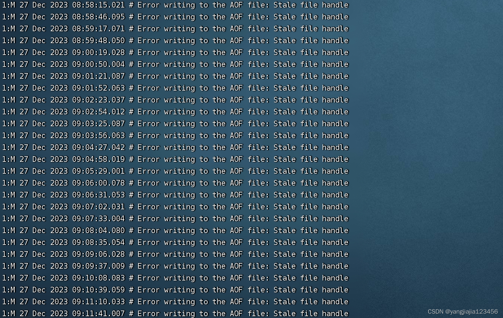 1:M 27 Dec 2023 10:19:53.061 # Error writing to the AOF file: Stale file handle-CSDN博客