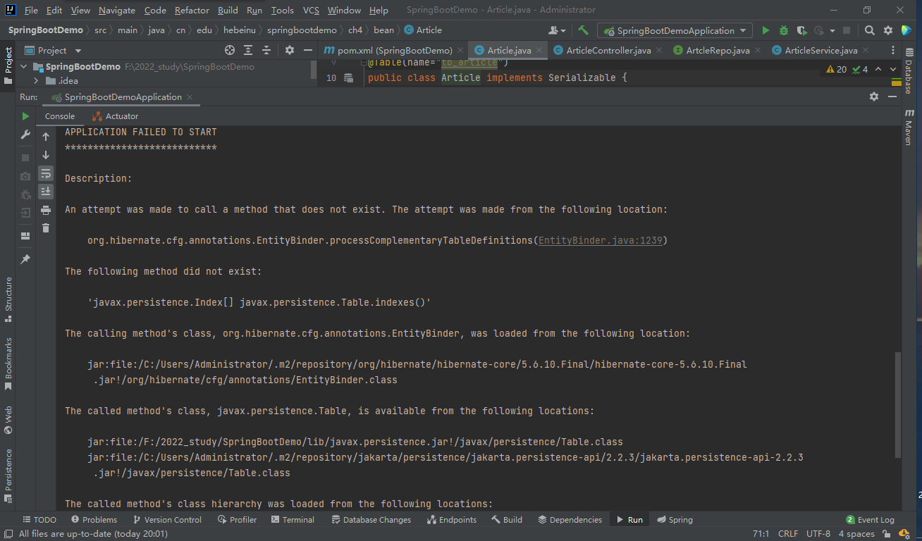 IDEA运行报错：APPLICATION FAILED TO START_idea无法运行application-CSDN博客