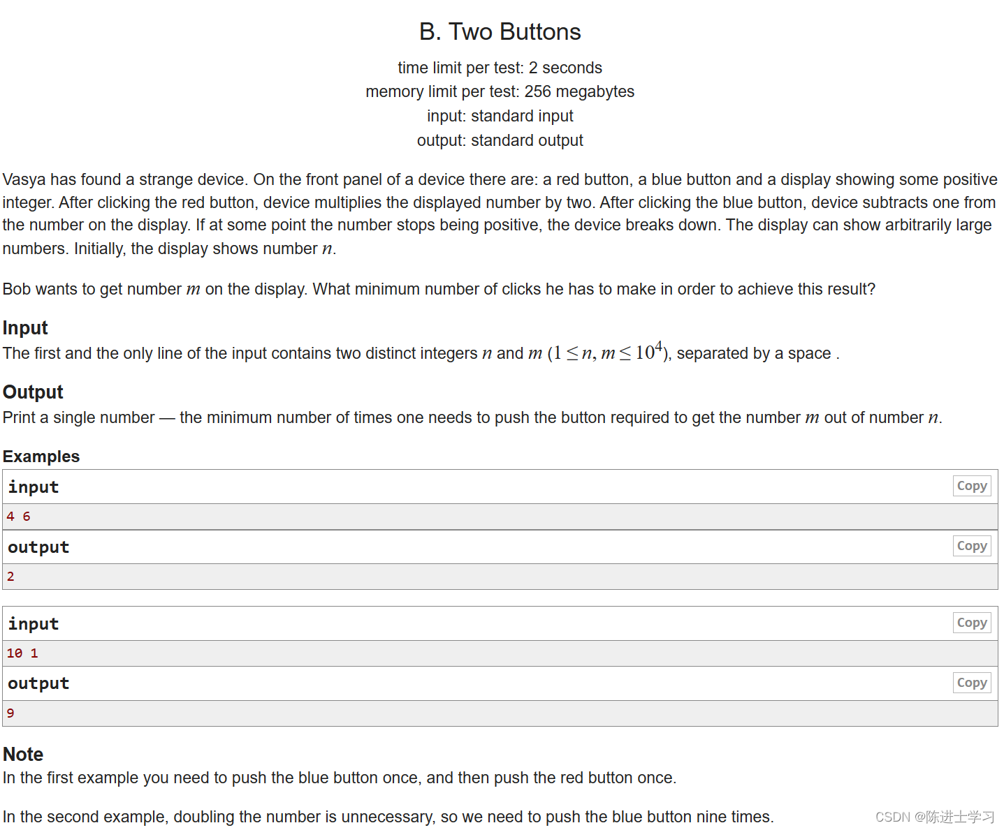 1400*B. Two Buttons（BFS）-CSDN博客