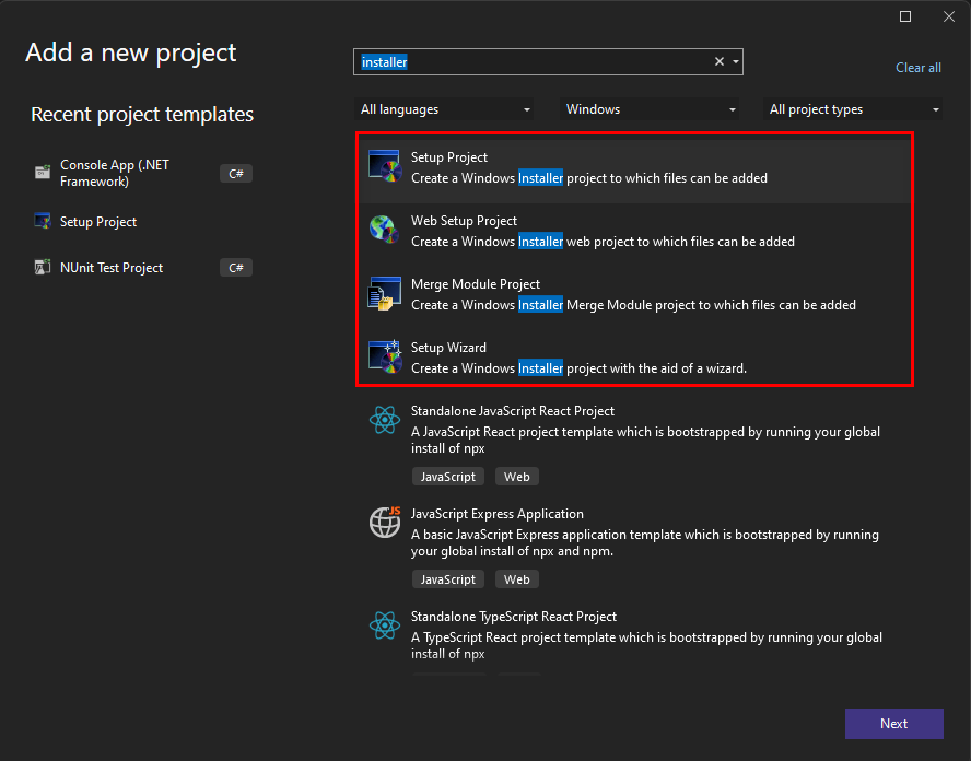 如何在.NET 自动安装包项目(Visual Studio Installer Projects)中设置安装包自动安装 .NET Framework环境_microsoft visual ...