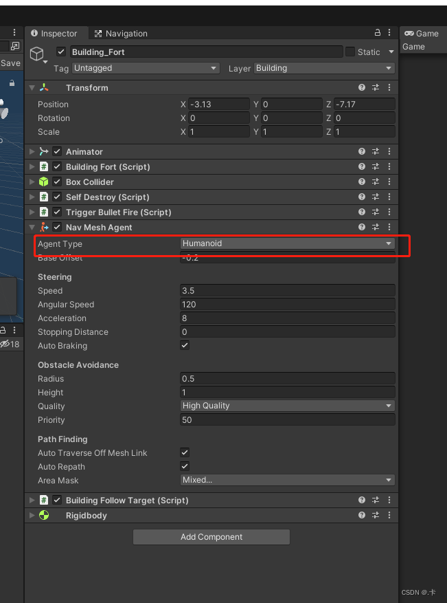 （029）Navagent “SetDestination“ can only be called on an active agent that..._unity_.卡-AI Agent技术社区