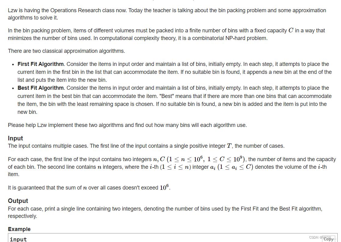 B. Bin Packing Problem(线段树+multiset)_b bin packing problem-CSDN博客