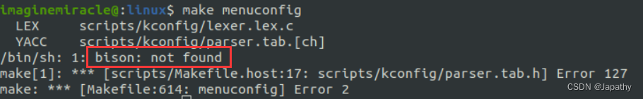 【嵌入式-工具】Linux 编译报错 /bin/sh: 1: flex: not found 和 /bin/sh: 1: bison: not found 解决方法-CSDN博客