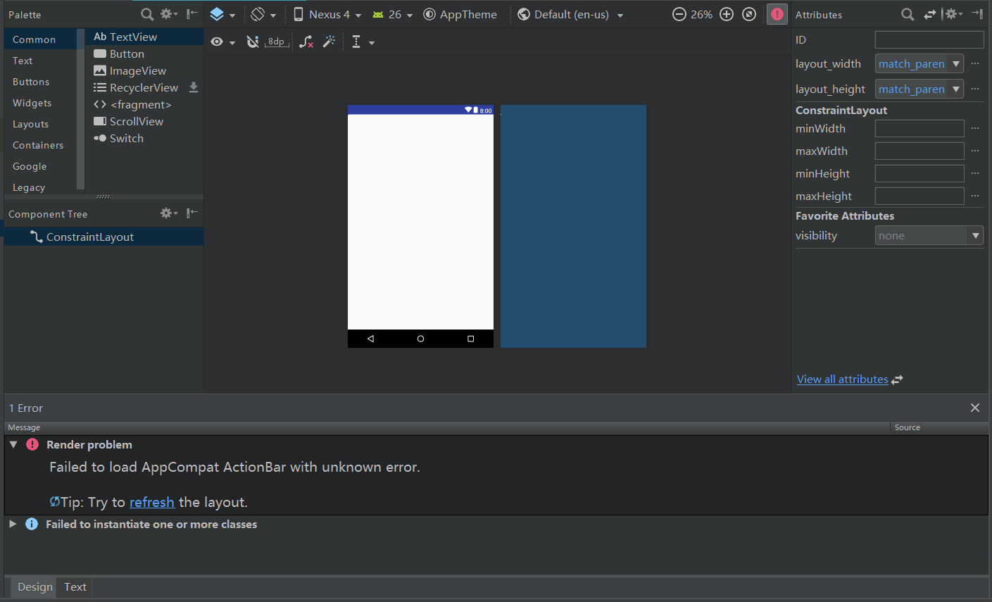 AS的Activity布局不能正常预览 ,Failed to load AppCompat ActionBar with unknown error_as 在成功同步之前预览不可用-CSDN博客
