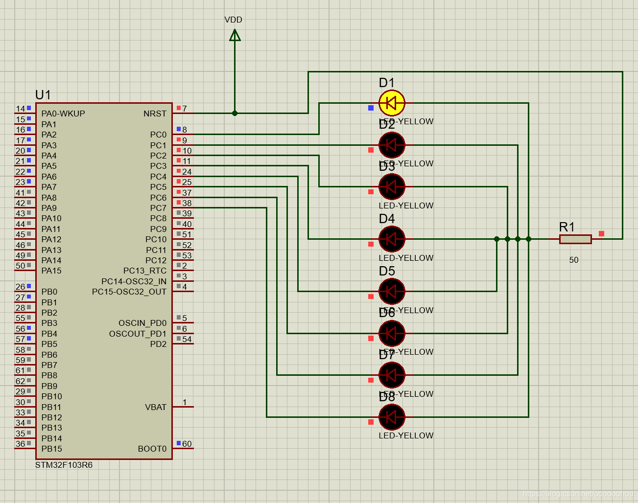 Proteus仿真STM32流水灯实验及使用Altium Designer软件绘制一个stm32最小系统的电路原理图_proteus原理图导入altium designer-CSDN博客