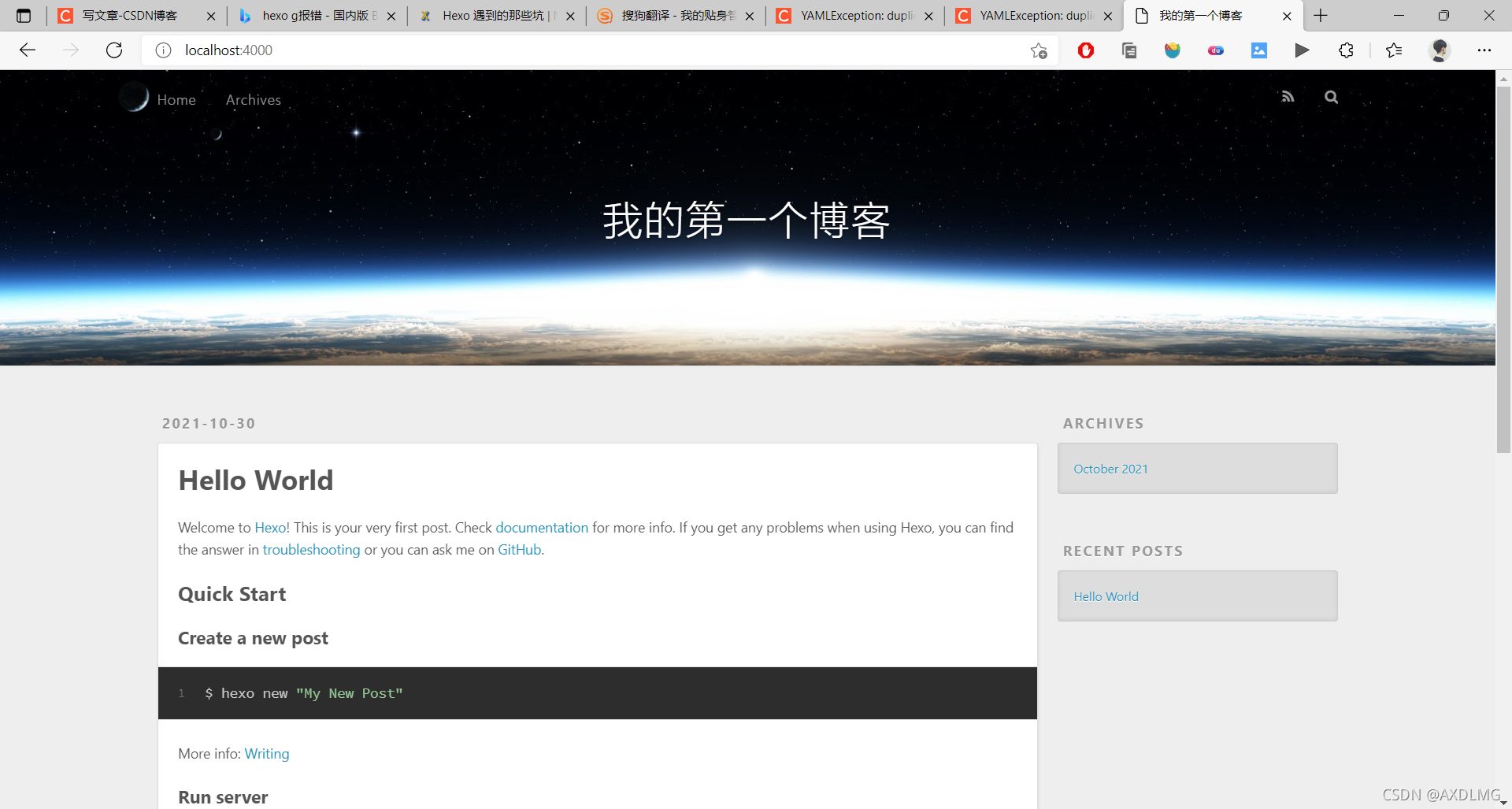 【Hexo】+【Github】搭建blog_yamlexception: duplicated mapping key-CSDN博客