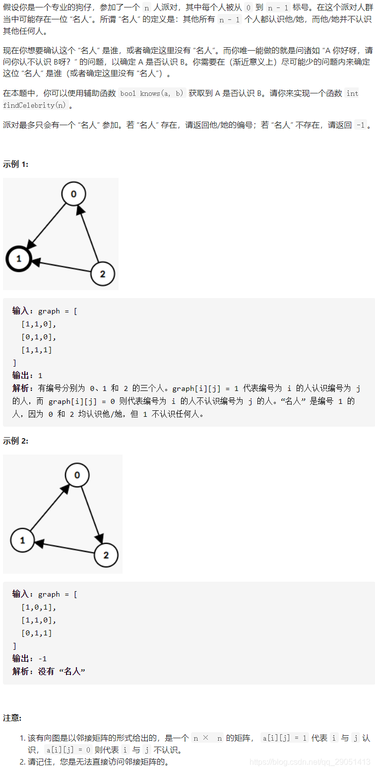 【LeetCode - 277】搜寻名人_227 搜寻名人-CSDN博客