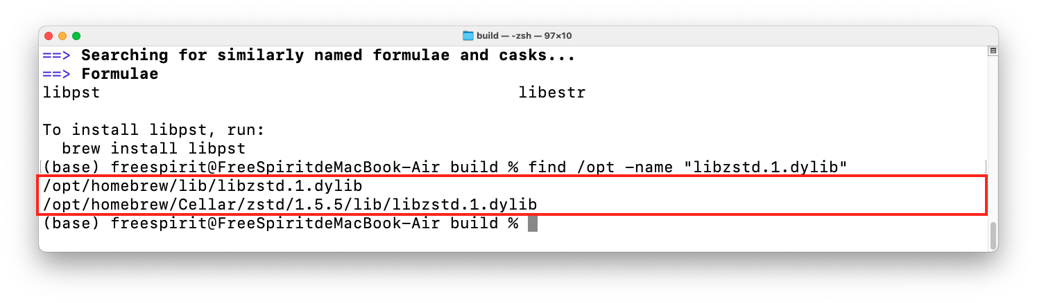 usr/local/lib/libzstd.1.dylib‘ (no such file)-CSDN博客