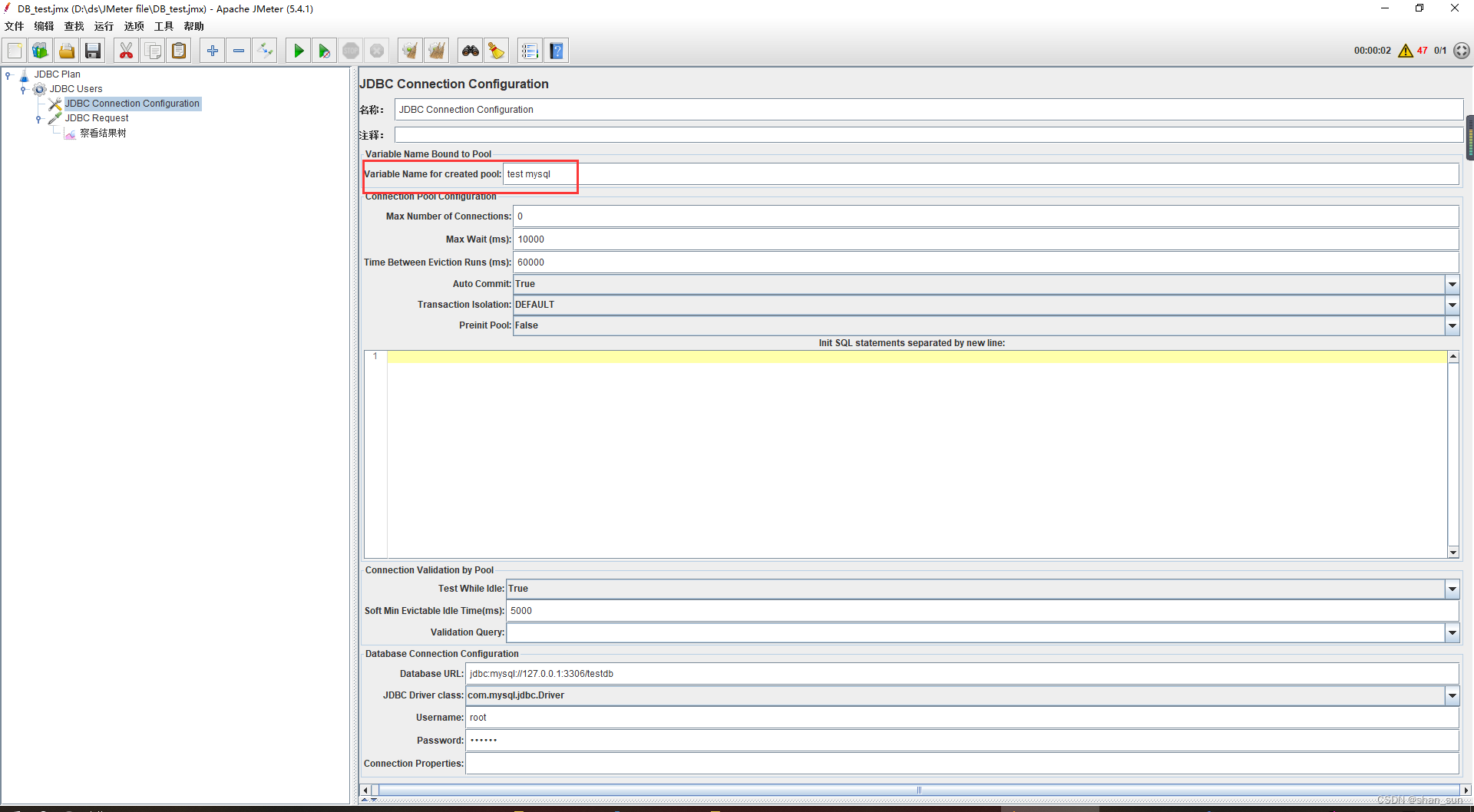 JMeter连接Mysql数据库常见3种错误_java.lang.illegalargumentexception: name for datas-CSDN博客