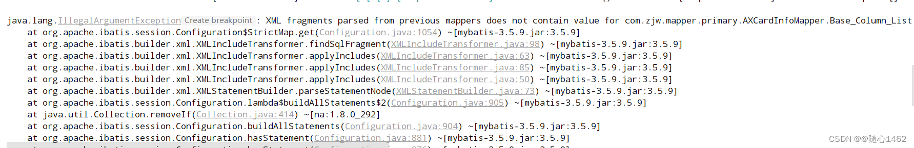 mybatis报错：XML fragments parsed from previous mappers does not contain value for com.mapper...(已 ...