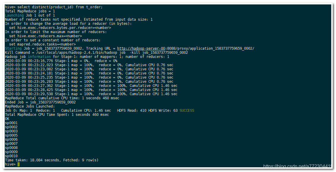 Hadoop Hive 创建表及count/distinct操作（会被翻译成mr程序）_count distinct 转mr-CSDN博客