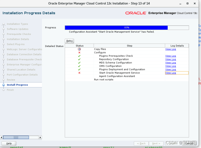Oracle enterprise manager 13C 安装无法正常进行_jvmd engine is down-CSDN博客