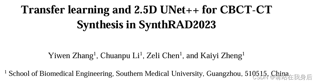 SynthRAD2023 CBCT冠军论文 代码复现-CSDN博客