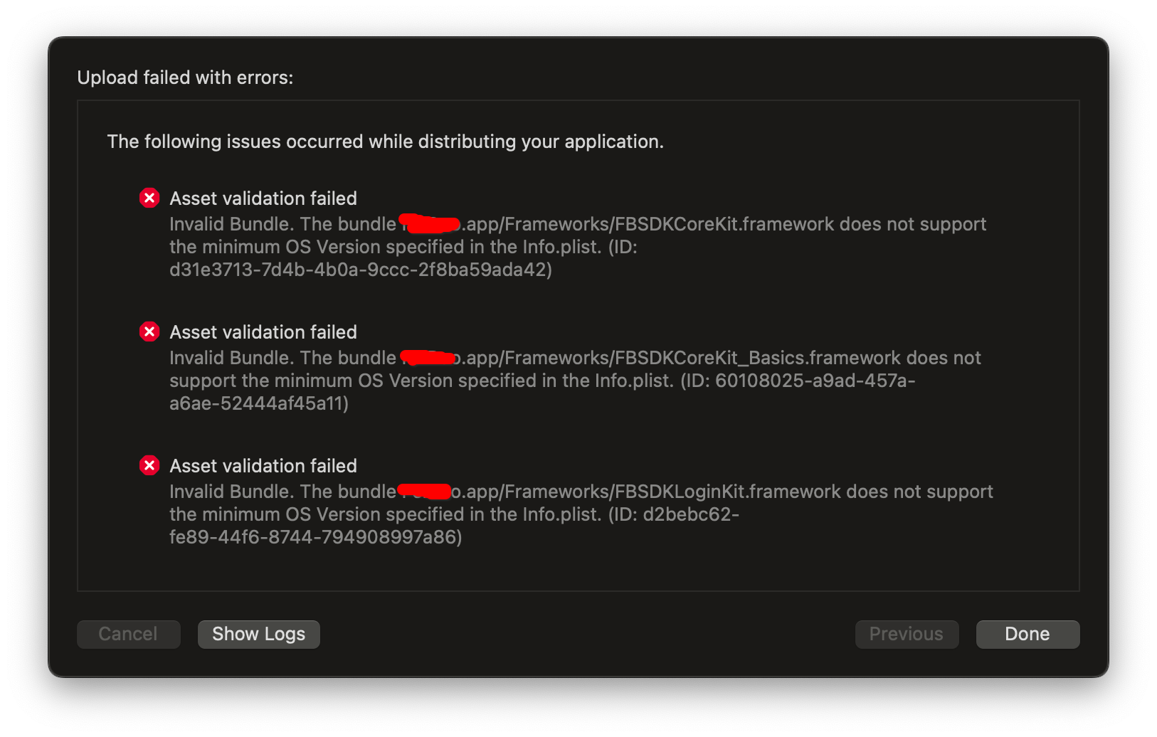 Xcode15.3 Upload failed XX does not support the minimum OS Version specified in the Info.plist ...