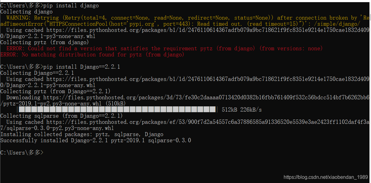 Python pip安装Django异常Could not find a version that satisfies the ...