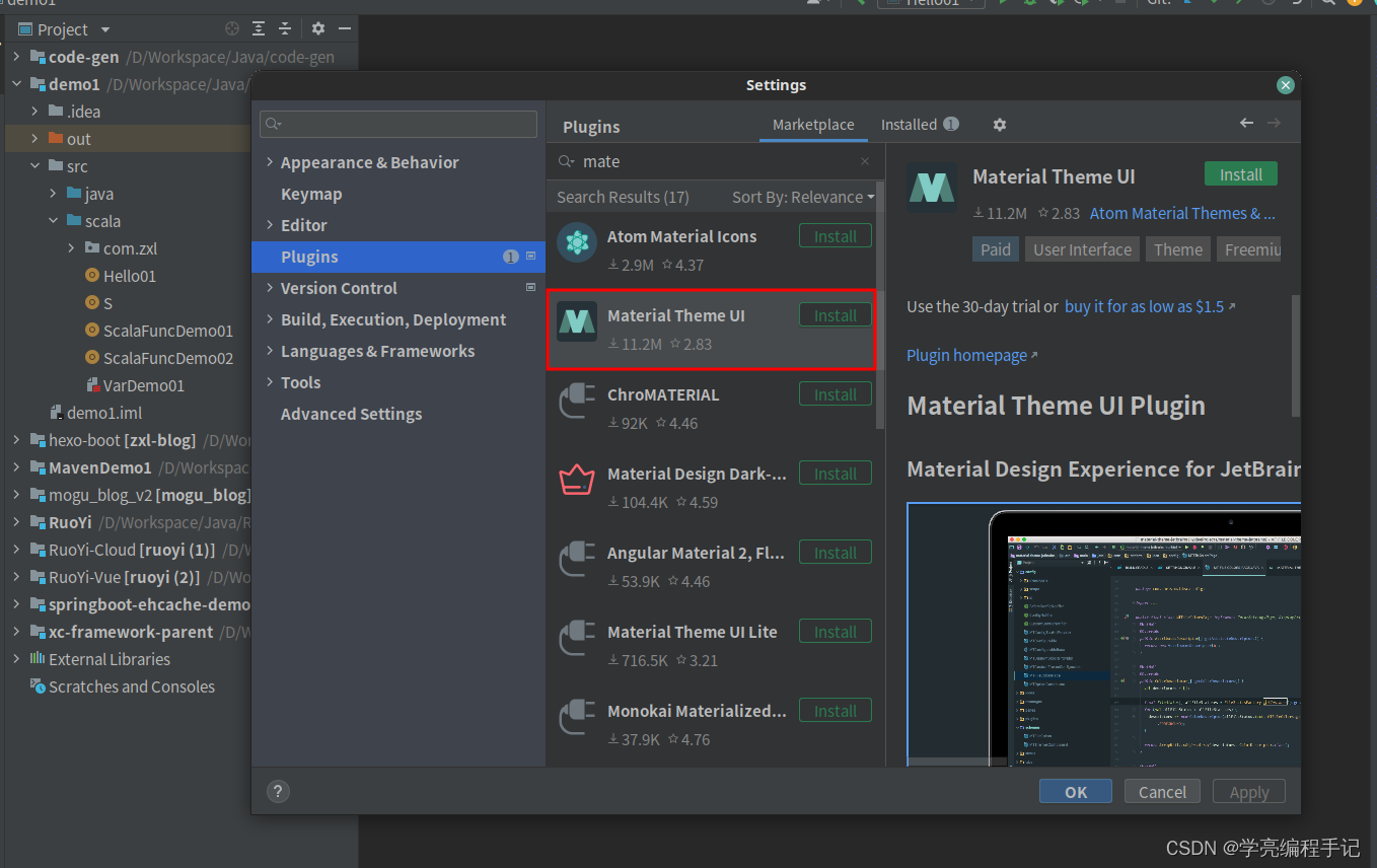 idea系列主题推荐：material theme ui（Dracula）_idea 德古拉主题设置-CSDN博客