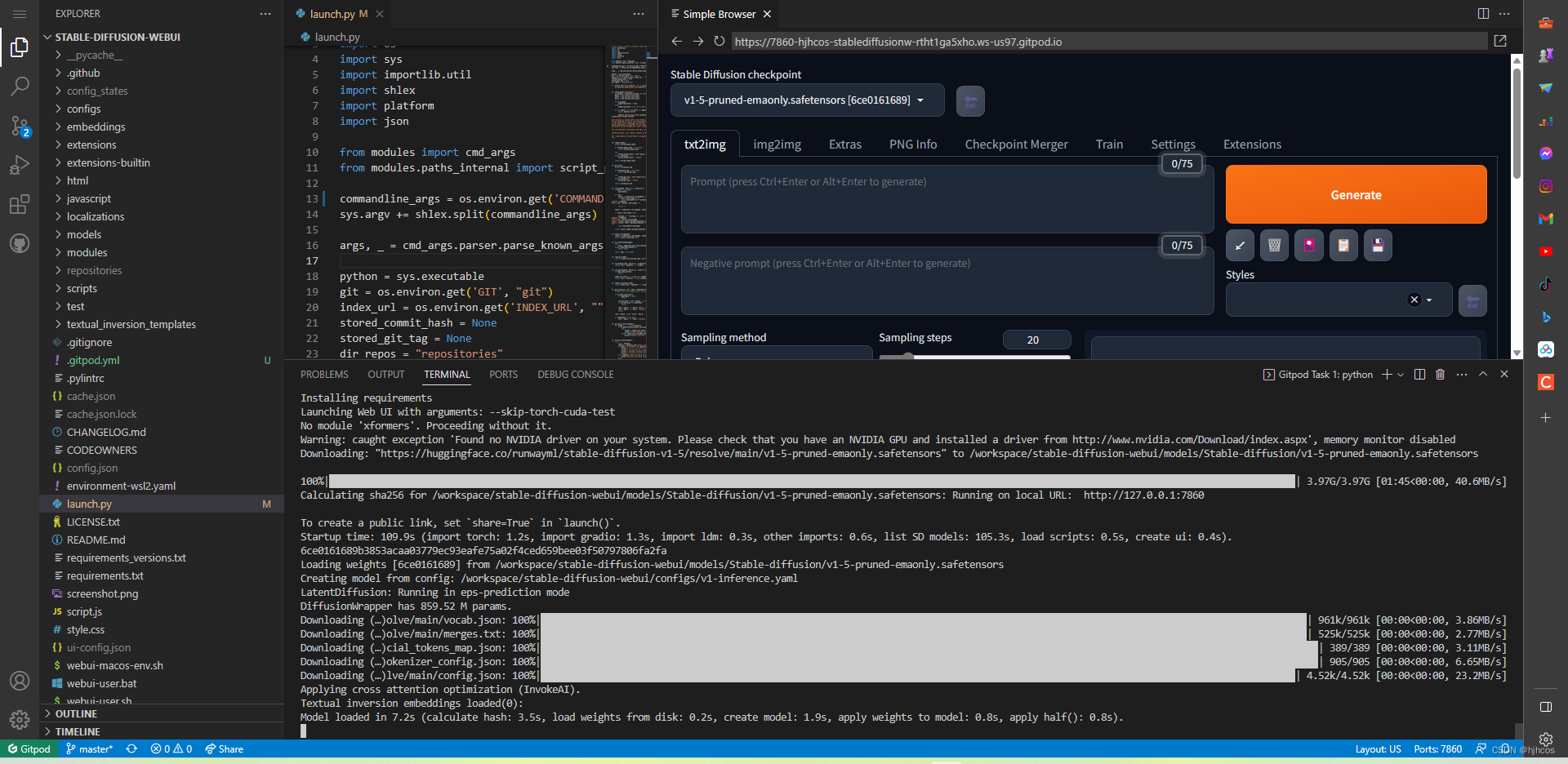 【Gitpod】云部署Stable Diffusion并且可以本地访问-CSDN博客
