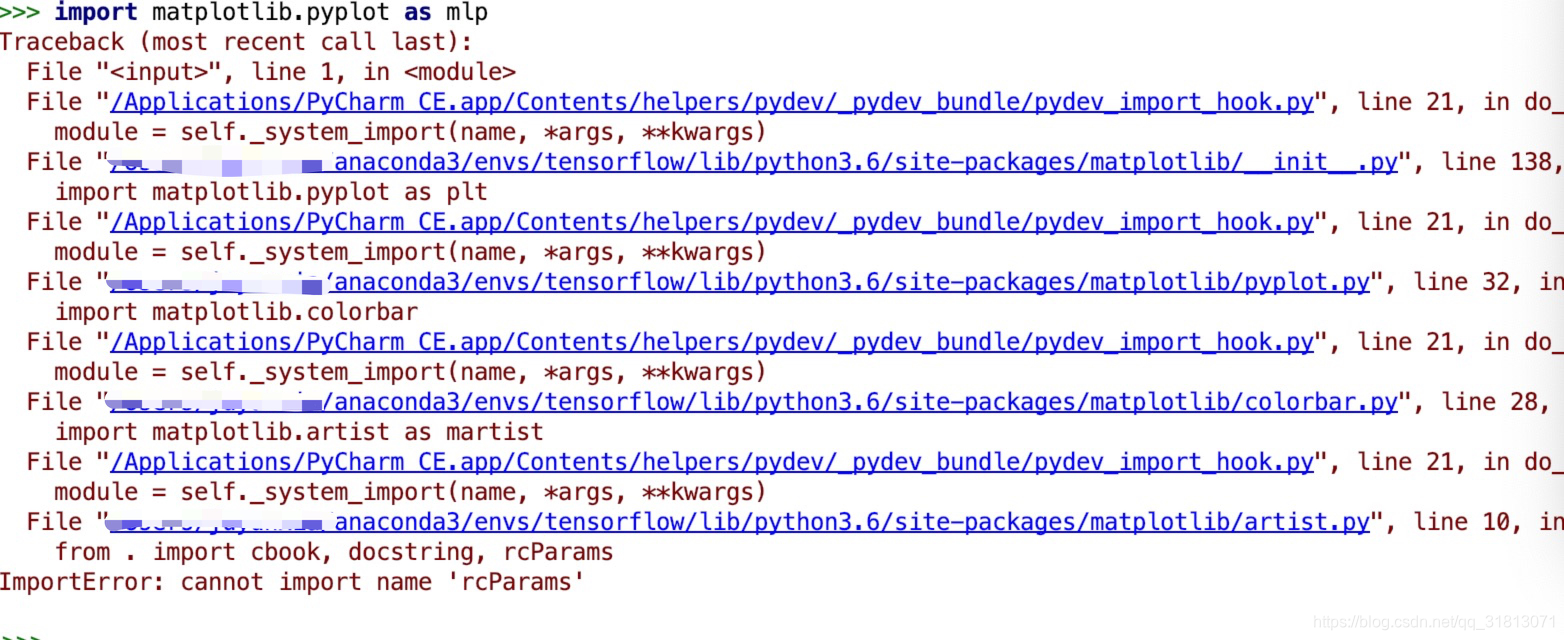 Mac 环境anaconda TensorFlow Python3.6遇到cannot import name 'rcParams' 以及no module named matplotlib ...