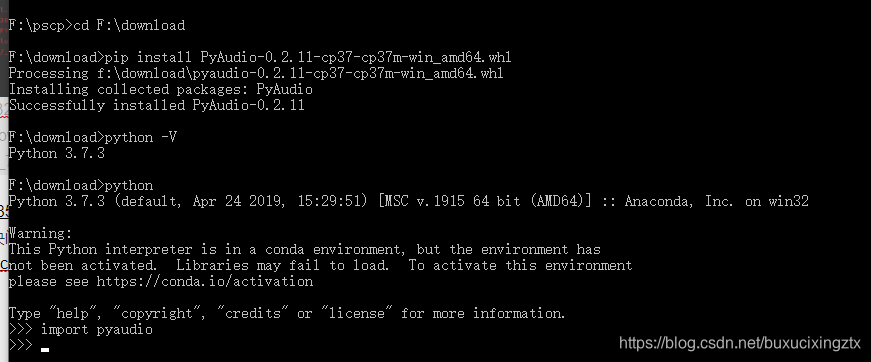 python3.7安装pyaudio_pyaudio安装下载-CSDN博客