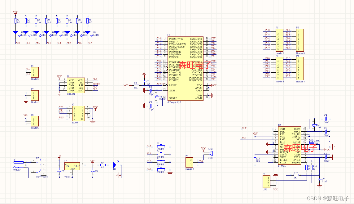 ATmega16单片机最小系统制作（原理图和pcb文件ad画的）_atmega16最小系统电路图-CSDN博客